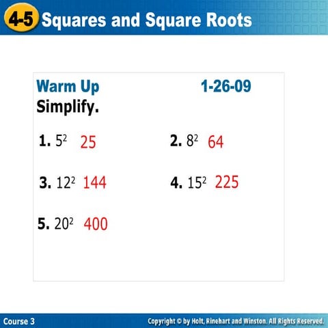 Square and square roots | PPT