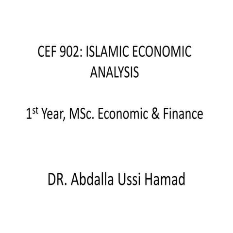 Islamic Economic Analysis for Master students | PPT