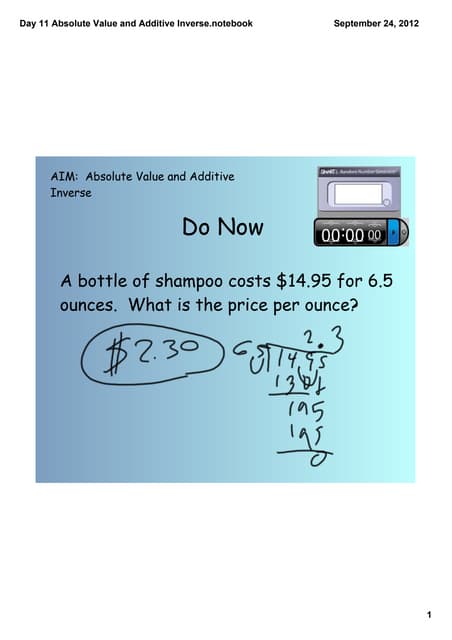 Day 11 Absolute Value And Additive Inverse Pdf 9985