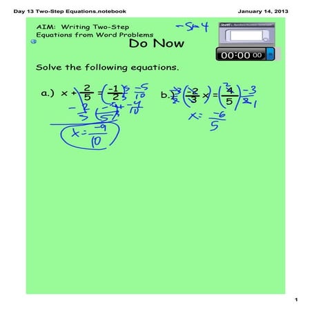 Day 13 two step equations | PDF | Homework and Study | Education