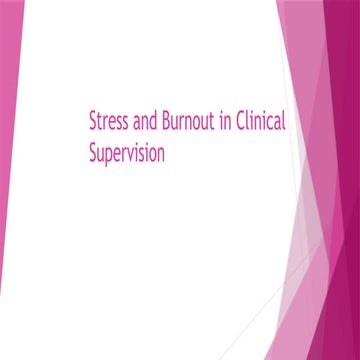 stress and burnout in clinical supervision | PPT