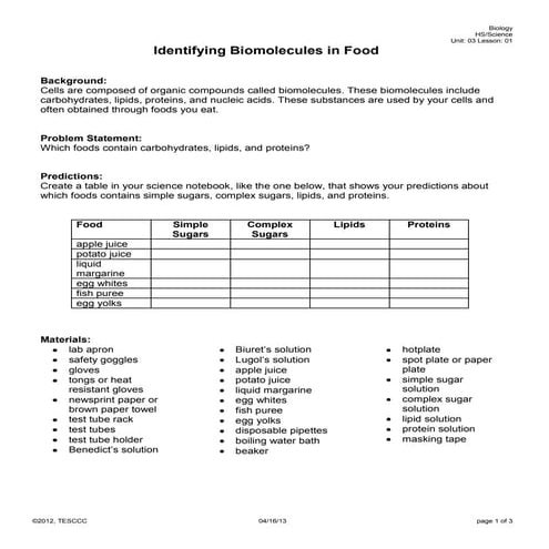 chapter 6: nutrition-food test | PDF
