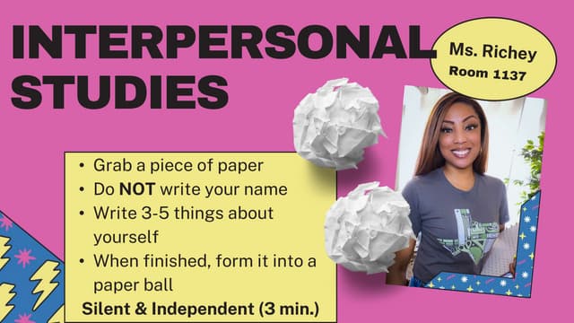 Day 1 intro to interpersonal studies | PPT Day 1 intro to interpersonal studies | PPT