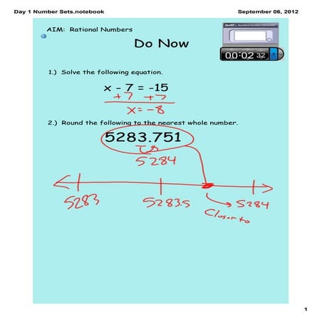 Day 1 number sets | PDF