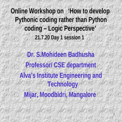 ‘how To Develop Pythonic Coding Rather Than Python Coding Logic 0936