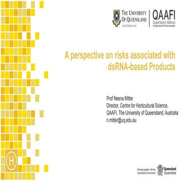 A perspective on risks associated with dsRNA-based product - Neena ...