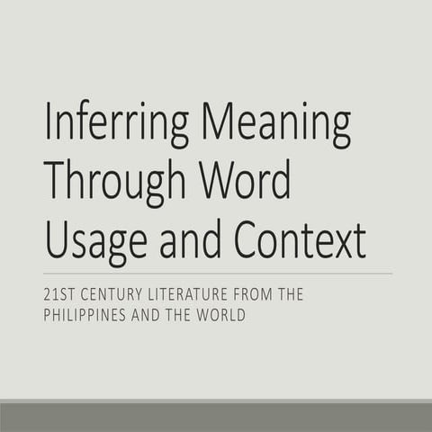 Inferring Meaning Through Word usage and context | PPTX