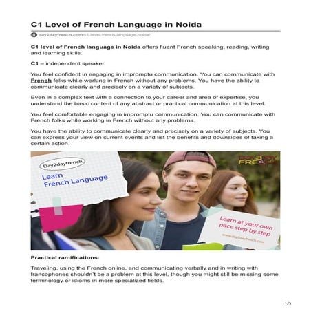 C1 Level of French Language in Noida | PDF