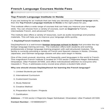 French Language Courses Noida Fees | PDF