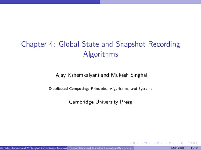 Day 2 Globalstateandsnapshotalgorithms Pdf Databases Computer