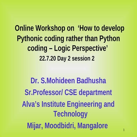 ‘how To Develop Pythonic Coding Rather Than Python Coding Logic 2543