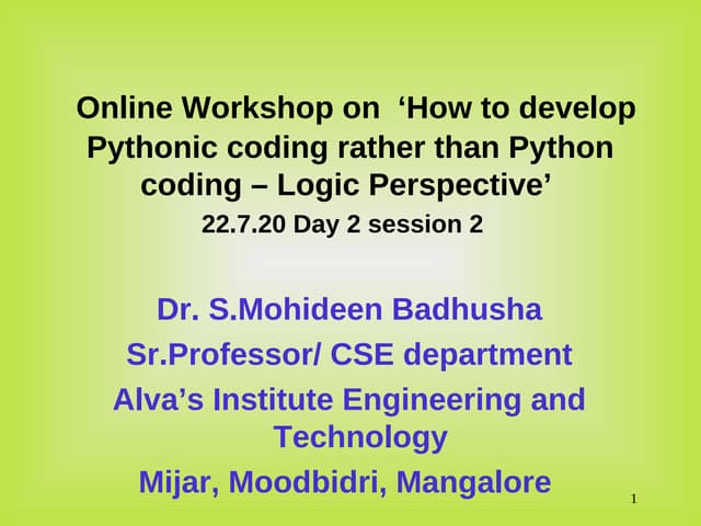 ‘how To Develop Pythonic Coding Rather Than Python Coding Logic 2543
