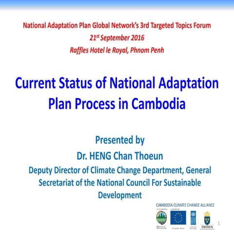 Current Status of National Adaptation Plan Process in Cambodia | PDF