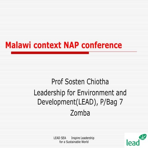 Malawi context for the NAP conference | Prof Sosten Chiotha, LEAD ...