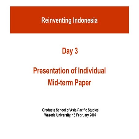 Day 3: Presentation of Individual Mid-term Paper | PDF