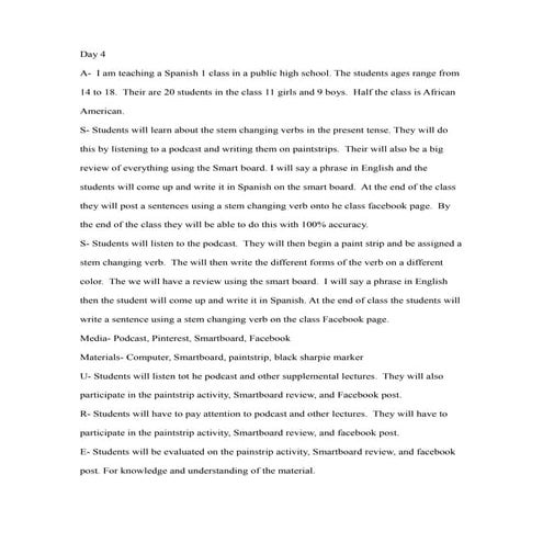Day 4 lesson plans | PDF