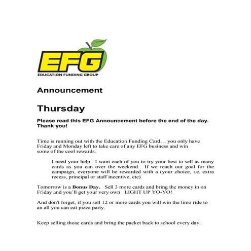 Day 4 thursday special announcement | DOCX