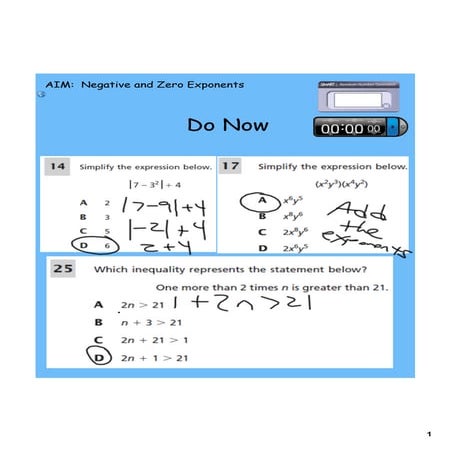 Day 5 zero and negative exponents | PDF