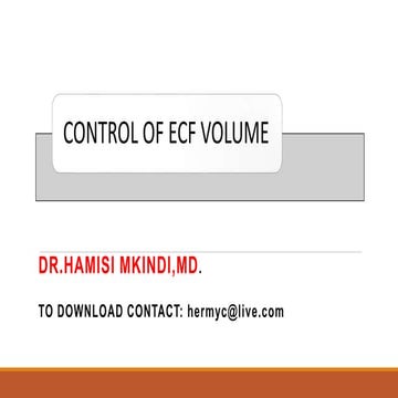 Regulation of volume & tonicity of ecf | PPTX