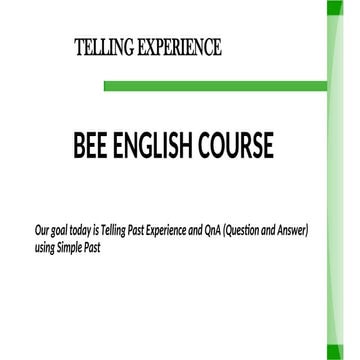 SIMPLE PAST TENSE. THIS MATERIAL DISCUSS ABOUT HOW TO USE SIMPLE PAST ...