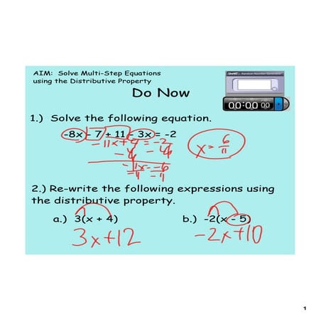 Day 9 distributive property equations day 2 | PDF
