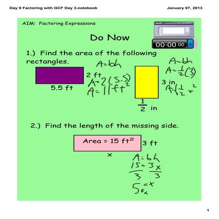 Day 9 factoring with gcf day 3 | PDF