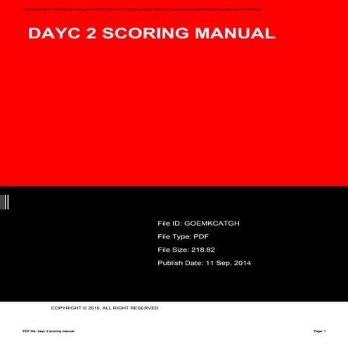 Dayc 2 scoring manual | PDF