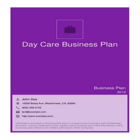 Day care business plan example | PDF