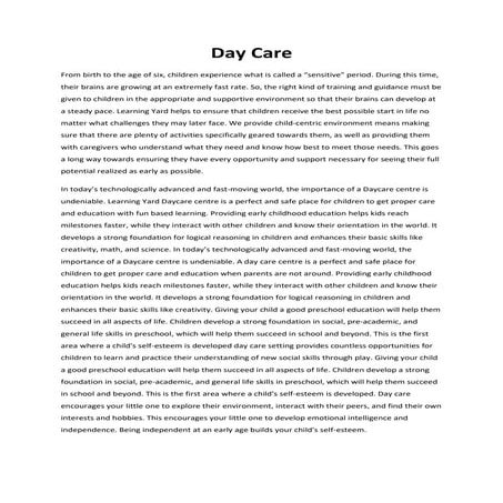 The Benefits of Enrolling Your Child in a Childcare Learning Center ...