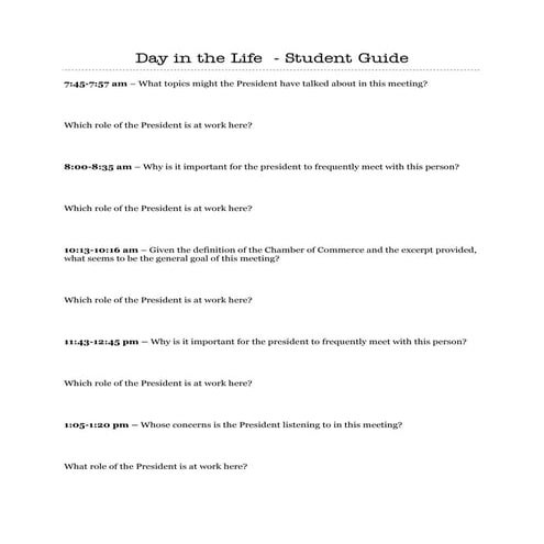 Day In The Life: Student Guide | PDF