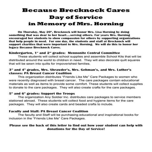 Day of service letter | PDF