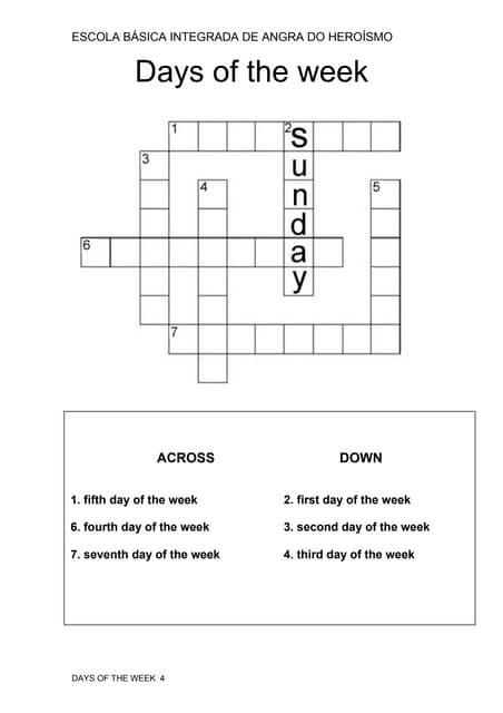 Days Of The Week Words | PPT