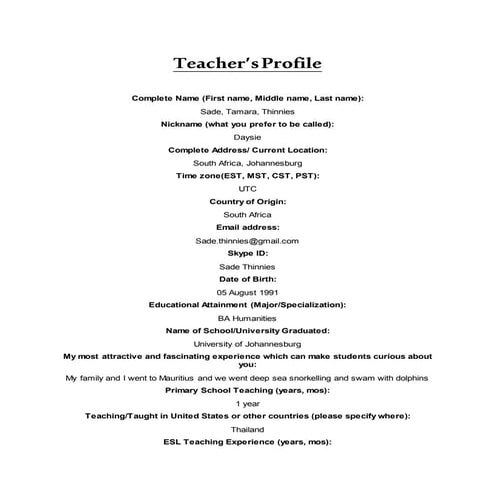 Teacher's profile | DOCX