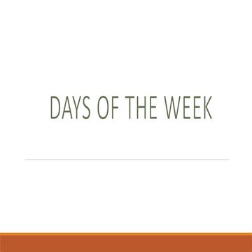 Days In A Week Year 2 English CEFR Powerpoint | PPTX