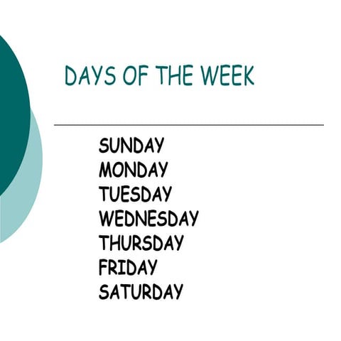 Days of the week Dates | PPT