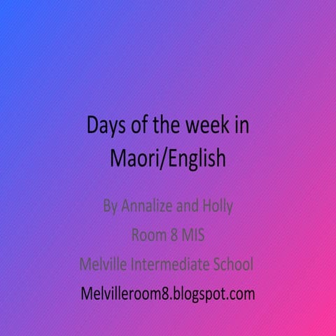 Days of the week in Maori | PPT