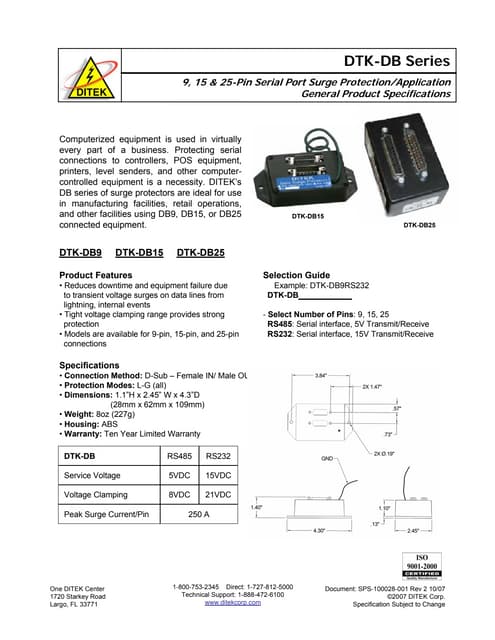 Ditek DTK-120SR Data Sheet | PDF