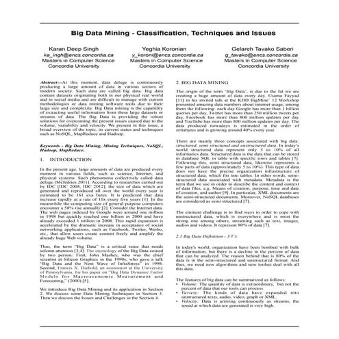 Big Data Mining Classification Techniques And Issues Pdf