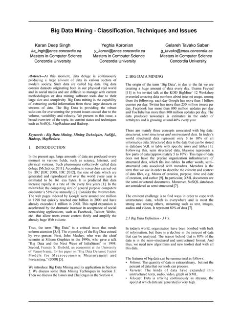 Big Data Mining Classification Techniques And Issues Pdf