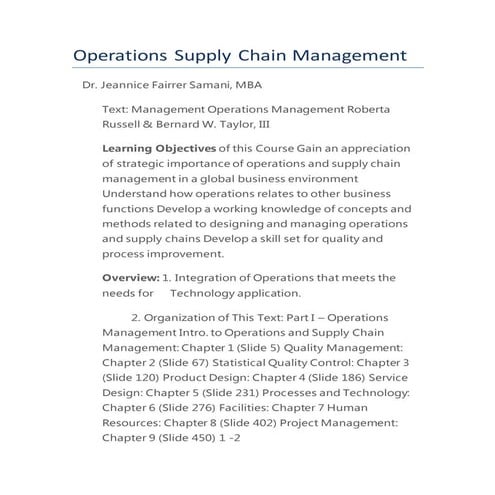 Operations Supply Chain Management | DOCX