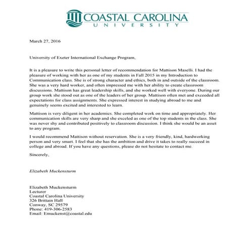 letter of rec Mattison Maselli | PDF