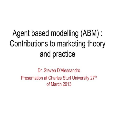 Agent based modelling | PPT