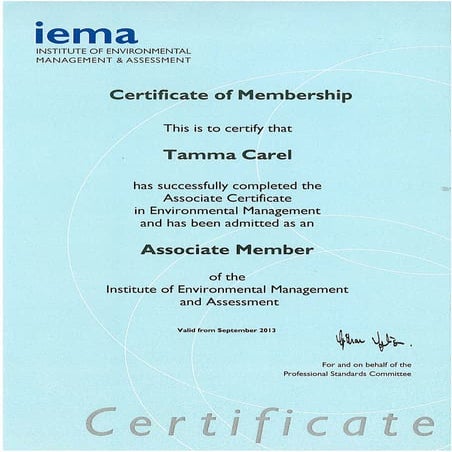TC - IEMA Associate Member Certificate 2013 | PDF