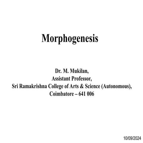 Morphogenesis in Plants and Animals - Developmental Biology | PPT