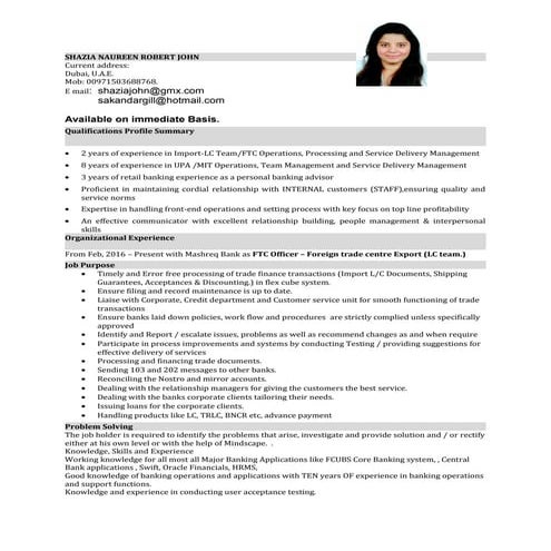 SHAZIA'S CV | PDF