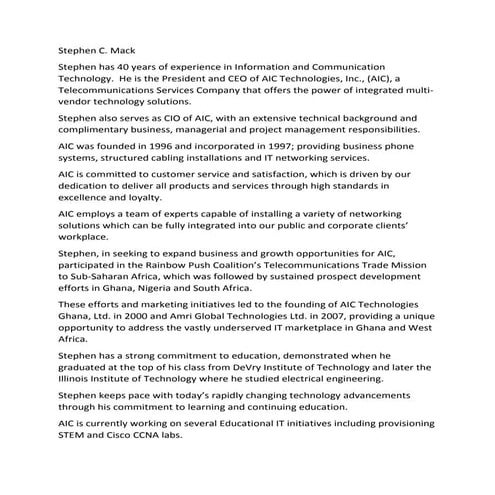 Stephen C. Mack Bio | PDF