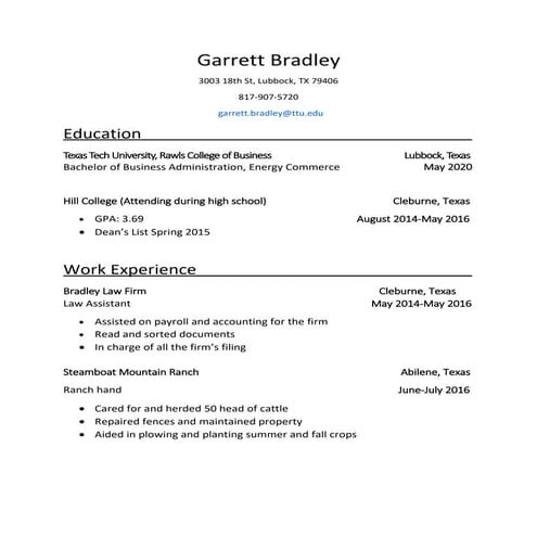 Garrett Bradley Resume | PDF