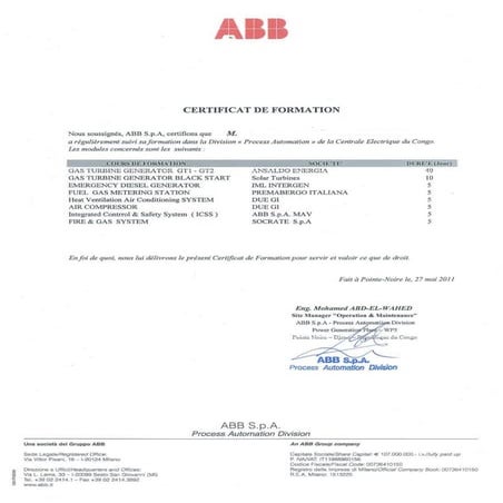 ABB Certificate | PDF