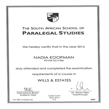 Wills and Estates certificate | PDF