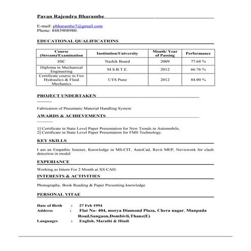 Pavan Bharambe Resume | DOC
